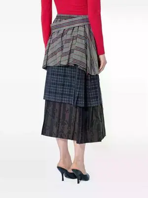 VIVIENNE WESTWOOD Plaid Layered Asymmetrical Skirt