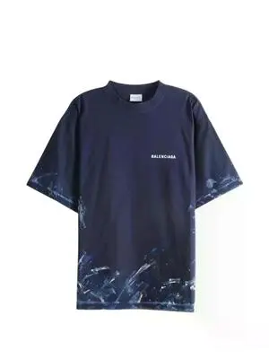 Balenciaga Painter's Logo-print T-shirt - Blue