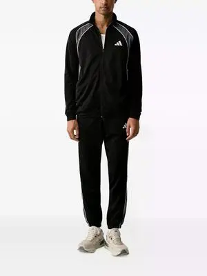 Adidas Logo-print Contrast-piping Sweatshirt - Black