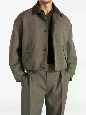 Manière De Voir Cameron Oversized Textured Tailored Bomber Jacket - Brown