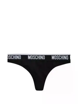 Moschino Logo-waistband Thongs - Black