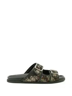 Gucci Gg Supreme Camouflage-print Sandals - Green