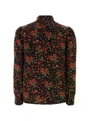 Gucci Floral-print Pussy-bow Shirt - Black