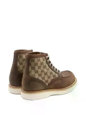 Gucci Gg Monogram Lace-up Boots