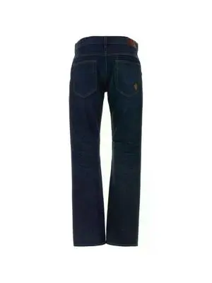 Gucci Cotton Denim Pants With Embroidery - Blue