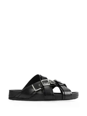 Loewe Type Buckle-fastening Leather Sandals - Black