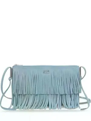 Bimba Y Lola Small Sky- Leather Fringed Clutch Bag - Blue