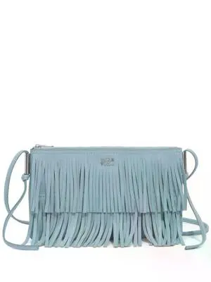 Bimba Y Lola Small Sky- Leather Fringed Clutch Bag - Blue