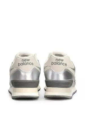 NEW BALANCE 574 Lace-up Leather Sneakers - Silver