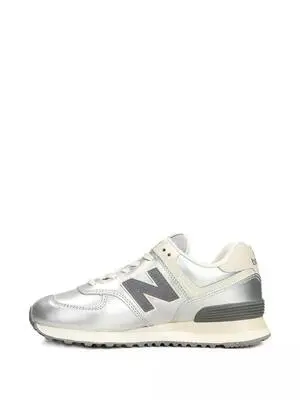 NEW BALANCE 574 Lace-up Leather Sneakers - Silver
