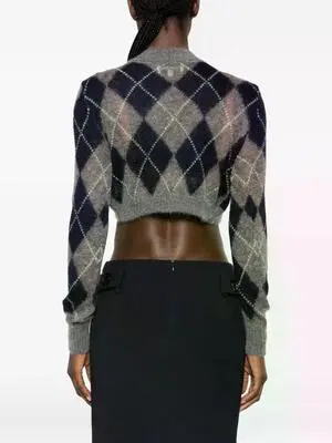 SHUSHU/TONG Argyle Cropped Cardigan