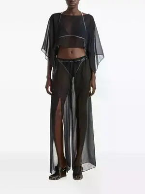 Balmain Monogram Beach Top In Chiffon - Black