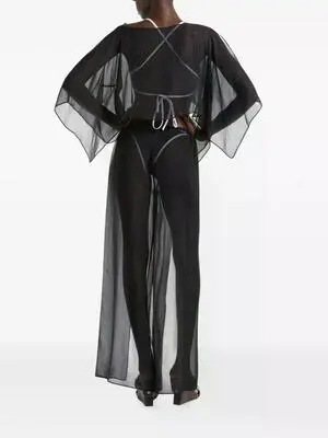 Balmain Monogram Beach Top In Chiffon - Black