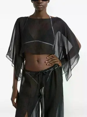 Balmain Monogram Beach Top In Chiffon - Black