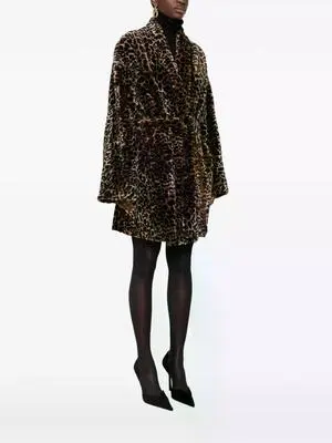 Nour Hammour Raquel Leopard-print Belted Coat