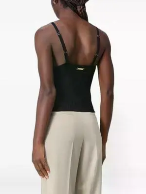 Armani Exchange Ribbed-knit V-neck Top - Black
