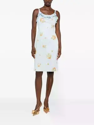 SHUSHU/TONG Ruffled Floral-embellished Midi Dress