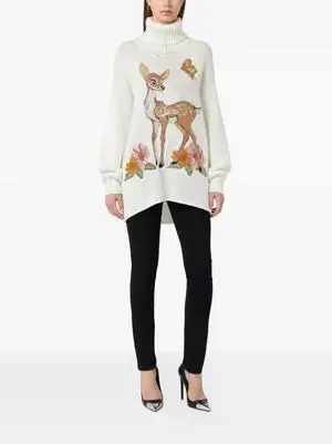 Philipp Plein Bambi-embroidered Oversized Turtleneck Sweater