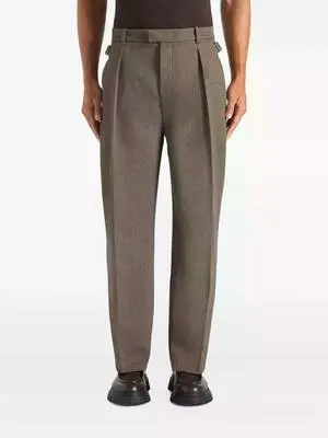 Manière De Voir Dorian Relaxed Fit Pleated Textured Tailored Trousers Taupe - Brown