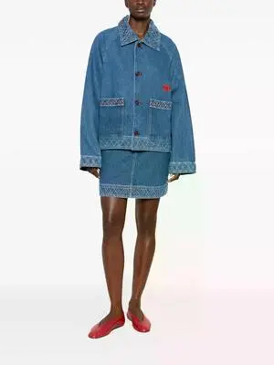 BODE Embroidered Denim Jacket - Blue