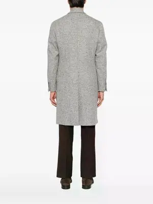 LARDINI Double-breasted Herringbone-tweed Coat