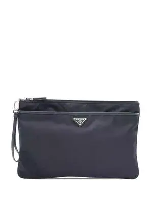 Prada 2013-2026 Saffiano Trimmed Tessuto Clutch Bag