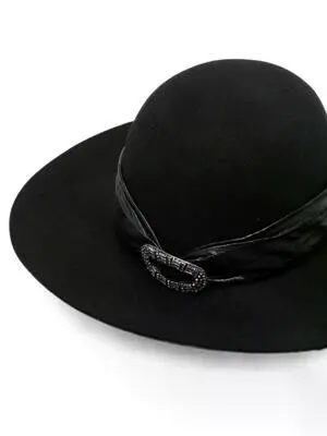 Ermanno Scervino Crystal-embellished Wide-brim Hat - Black