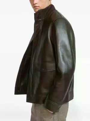 YVES SALOMON Knit-collar Leather Jacket