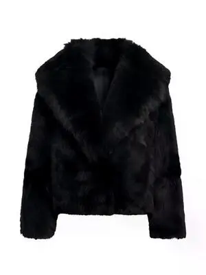 BLANCHA Notched-lapel Fur-textured Jacket - Brown
