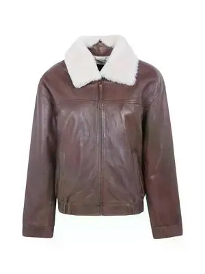 Seventy Faux-shearling Collar Leather Jacket - Brown