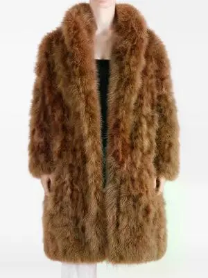 YVES SALOMON Feather-embellished Coat - Brown
