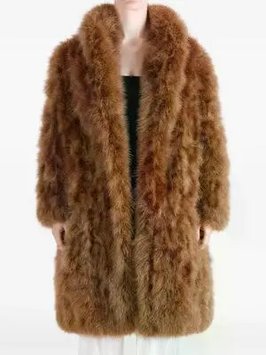 YVES SALOMON Feather-embellished Coat - Brown