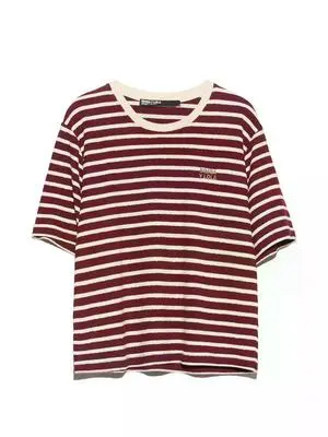 Bimba Y Lola Boxy Terry Cotton T-shirt With Maroon Stripes - Red