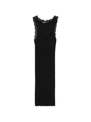 Bimba Y Lola Long Ribbed Vest Top - Black
