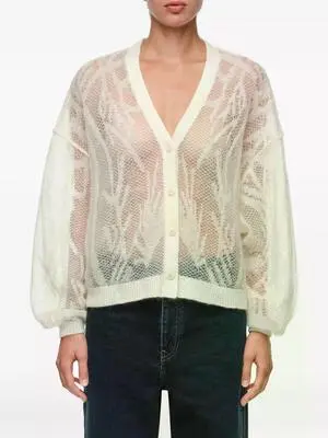 Bimba Y Lola Ivory Mohair Openwork Cardigan