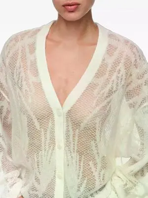Bimba Y Lola Ivory Mohair Openwork Cardigan
