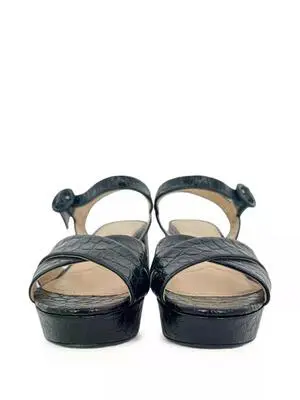 Prada 2020s Croc-embossed Crisscross Sandals