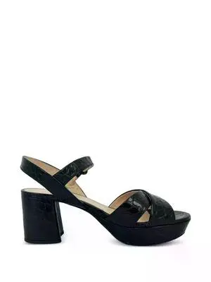 Prada 2020s Croc-embossed Crisscross Sandals