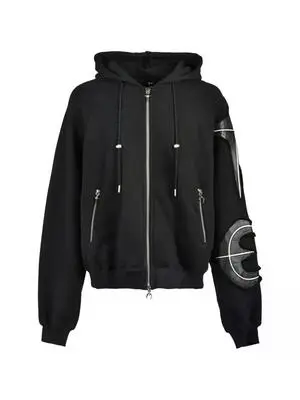 THUG CLUB Leather-panelled New Rock Hoodie - Black