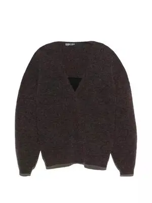 Bimba Y Lola Dark Taupe Mohair V-neckline Sweater - Brown