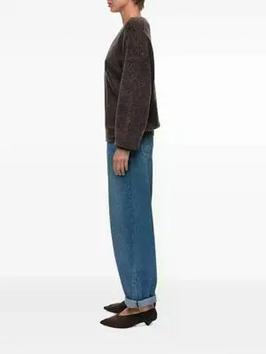 Bimba Y Lola Dark Taupe Mohair V-neckline Sweater - Brown