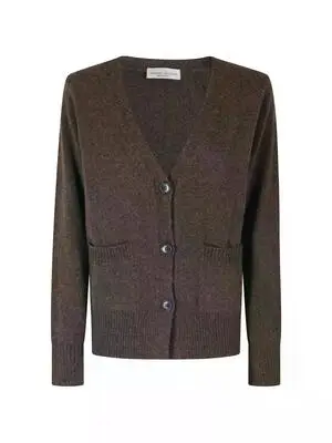 ROBERTO COLLINA V-neck Patch-pocket Cardigan - Brown