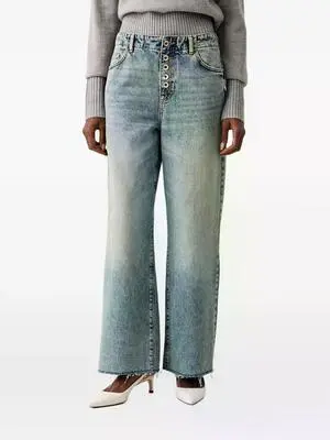 Patrizia Pepe Button-fastening Raw-cut Jeans - Blue