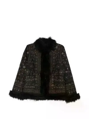 Antik Batik Sando Embroidered Faux-fur-trim Jacket - Black