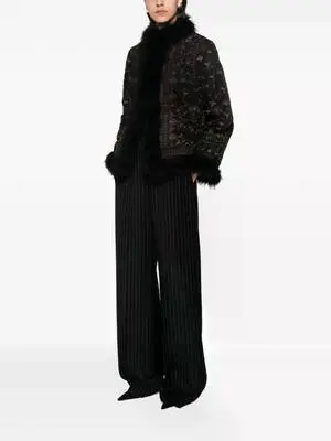 Antik Batik Sando Embroidered Faux-fur-trim Jacket - Black