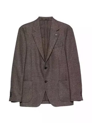 LARDINI Prince Of Wales-check Blazer - Brown