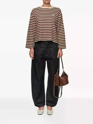 Bimba Y Lola Long-sleeve Terry Cotton T-shirt With Stripes - Brown