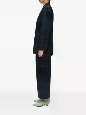 Bimba Y Lola Navy- Checked Darted Barrel-leg Trousers