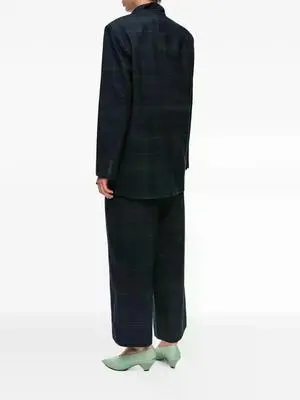 Bimba Y Lola Navy- Checked Darted Barrel-leg Trousers