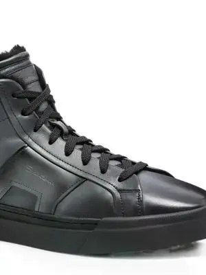 Santoni Shearling-lined High-top Sneakers